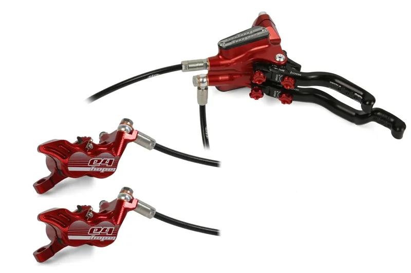 Hope Tech 3 DUO Brakes In Red Black One Hand Lever